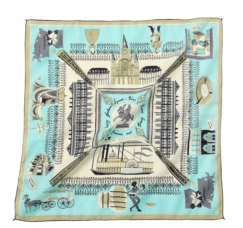 BINDU Vintage Map Print New Orleans TF Blue Bandana – HARUYAMA