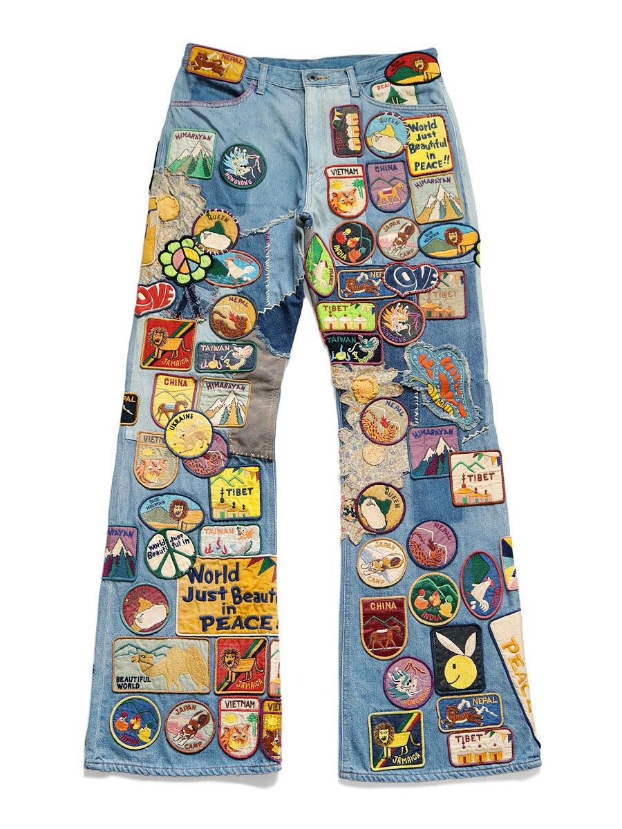 Kapital 12.5oz Denim 5P Rat Flare Pants (BEAUTIFUL WORLD INSANE Remake ...